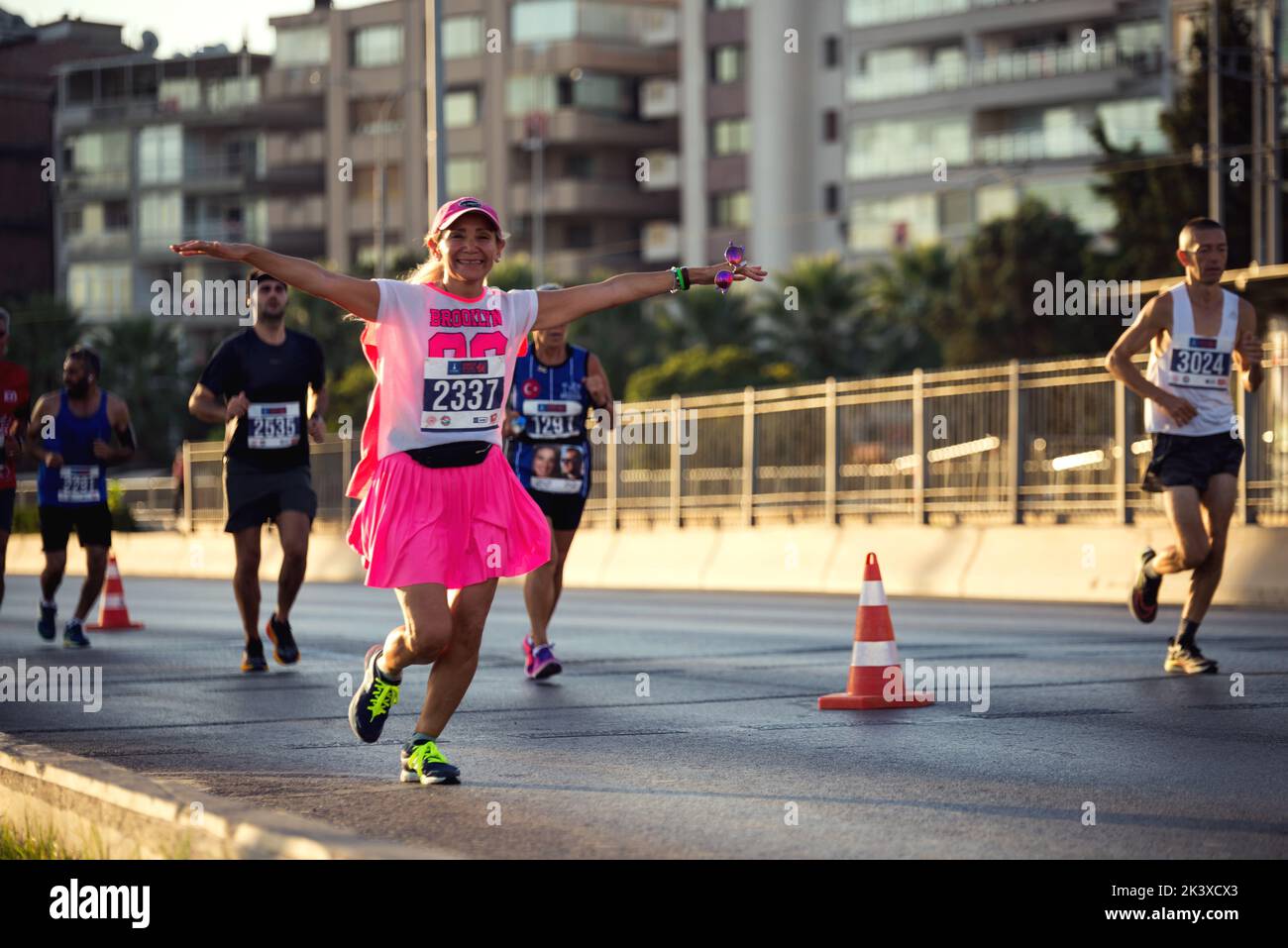 Izmir, Turkey - September 11, 2022: Competitors running in the half ...