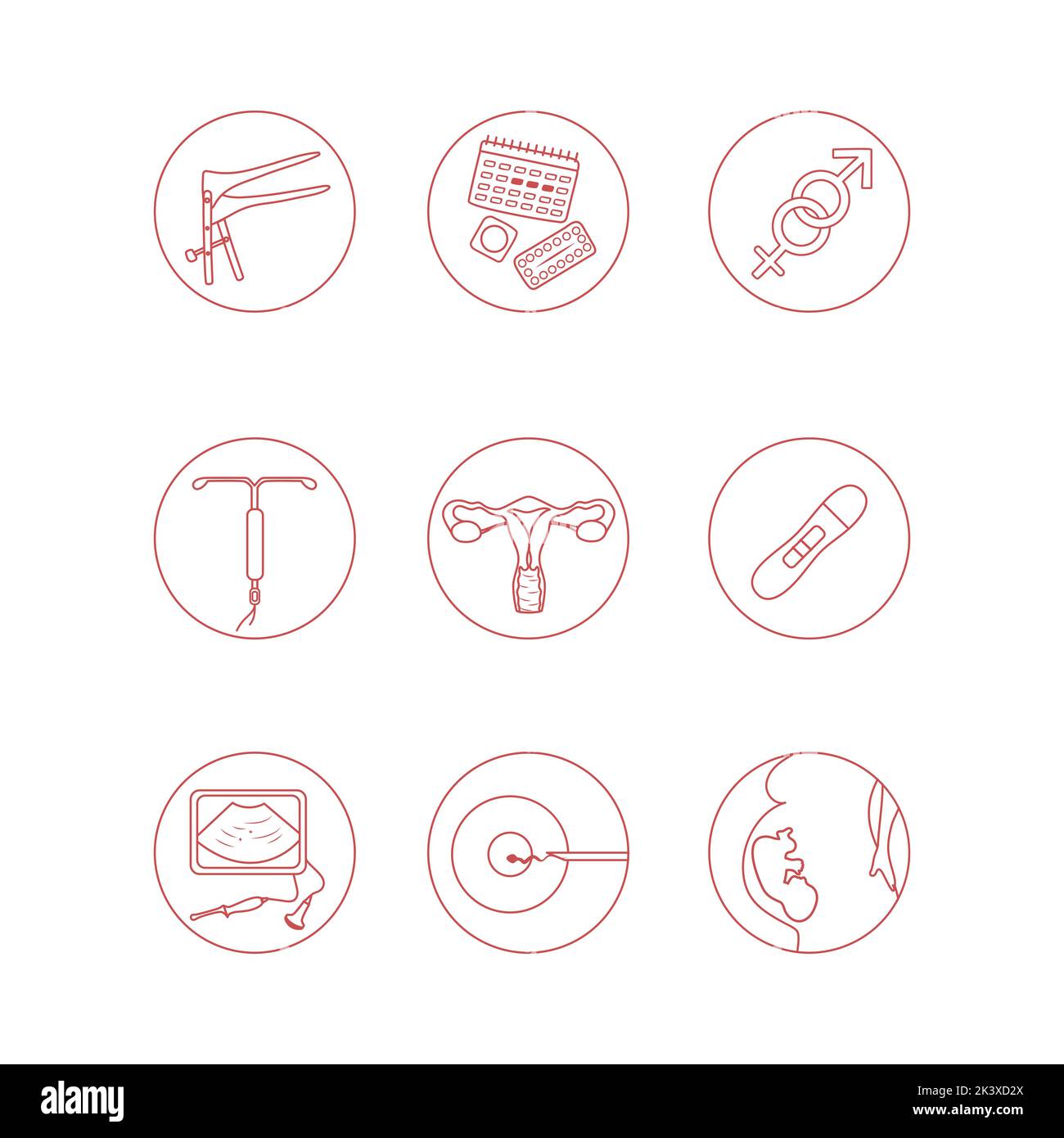 Woman fertility icon set. Obstetrics signs collection. Pregnancy ...