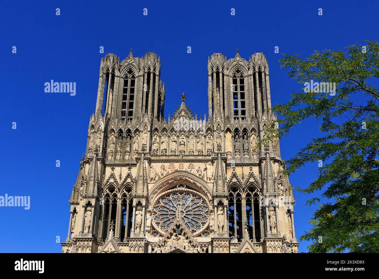 Facade of Reims Cathedral (a UNESCO World Heritage Site) in Reims ...