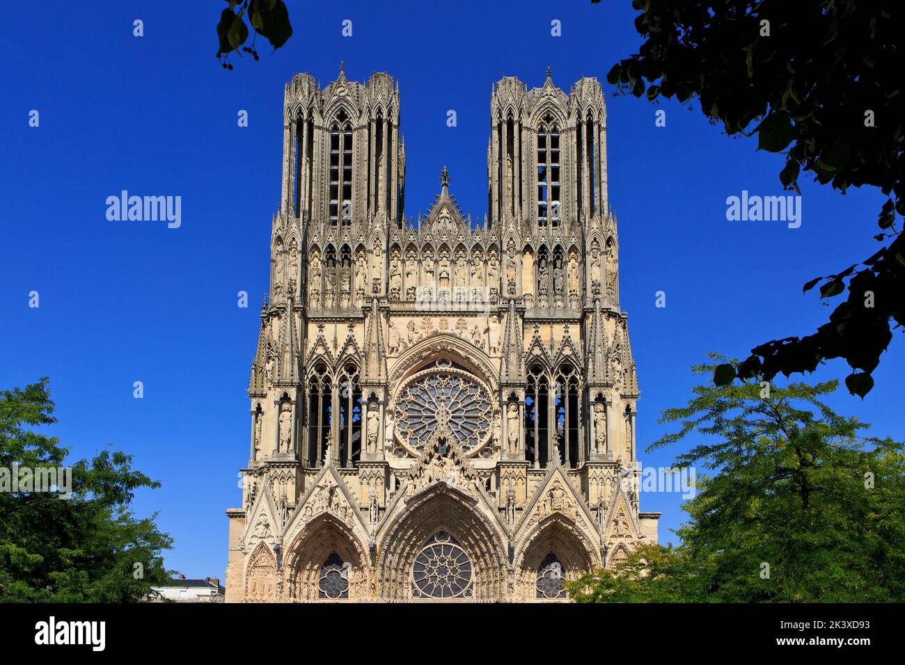 Facade of Reims Cathedral (a UNESCO World Heritage Site) in Reims ...