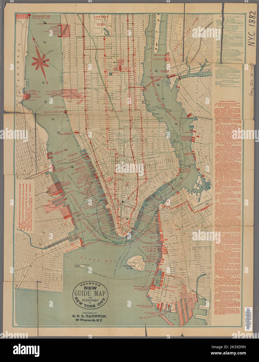 Taunton's New Guide map and Directory of New York City 1882 ...