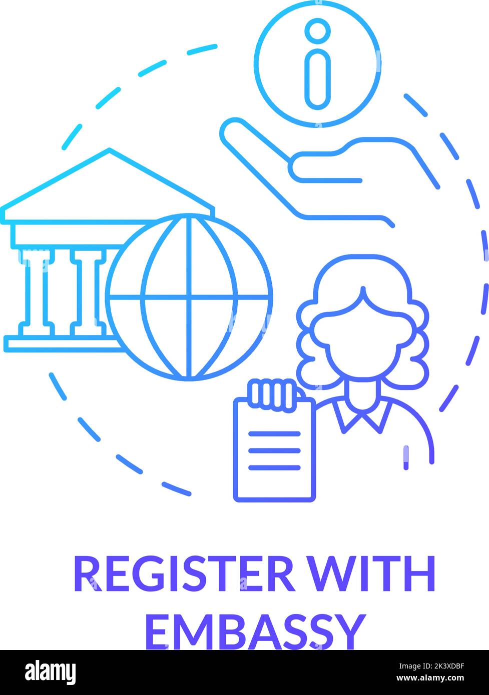 Register with embassy blue gradient concept icon Stock Vector Image ...