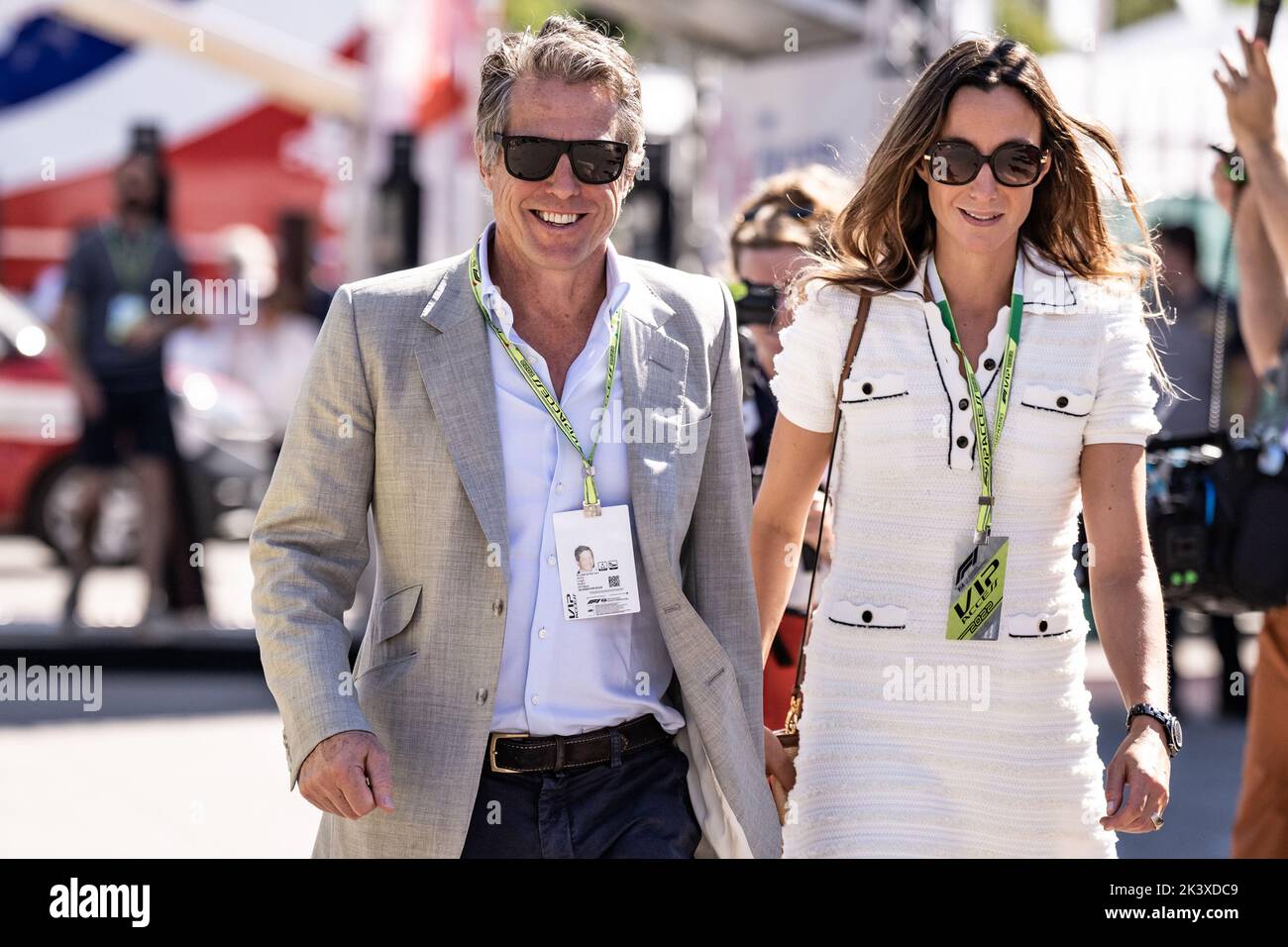 Monza, Italy. , . Hugh GRANT, actor, and wife Anna Eberstein in the F1 ...