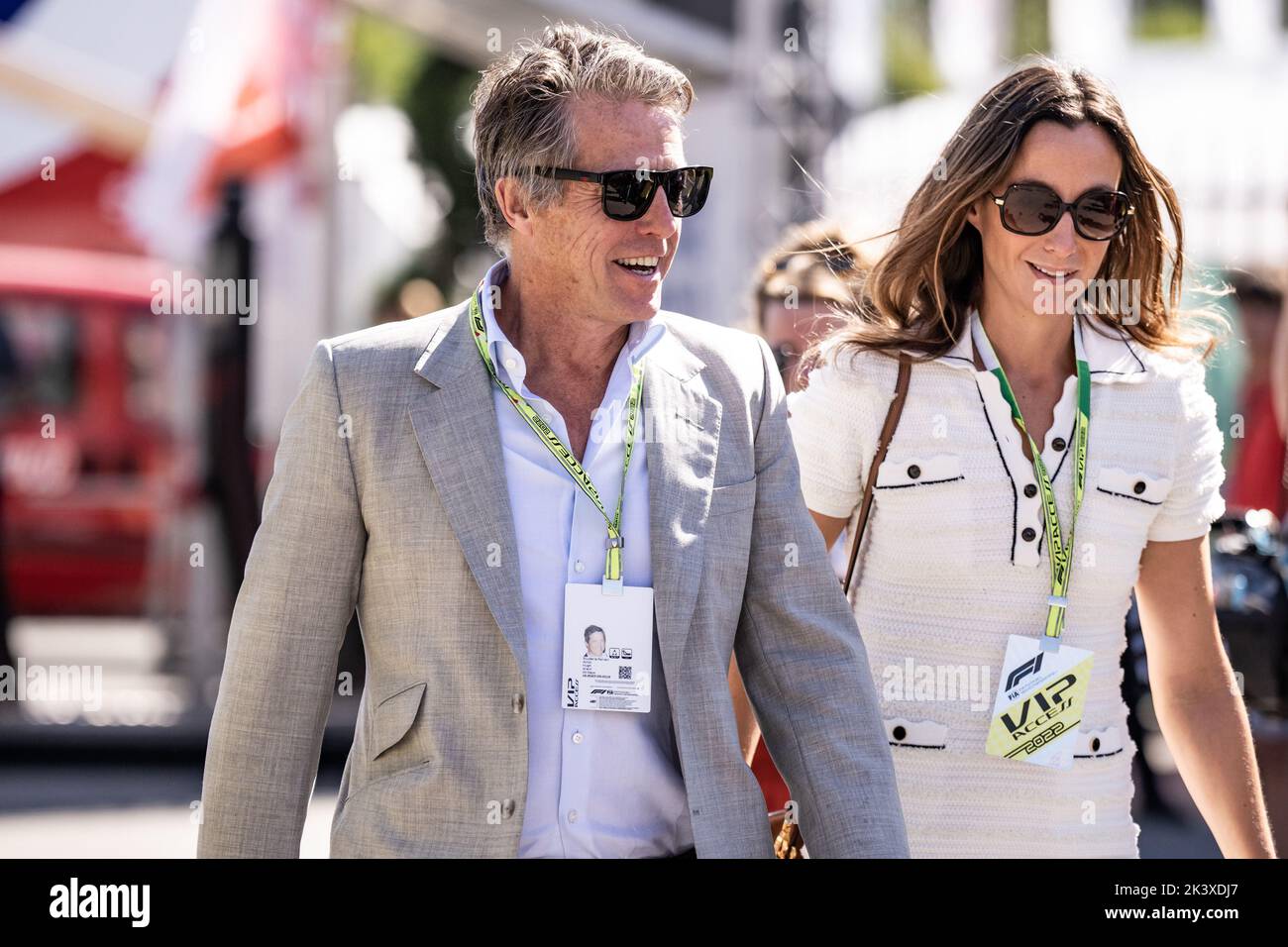 Monza, Italy. , . Hugh GRANT, actor, and wife Anna Eberstein in the F1 ...