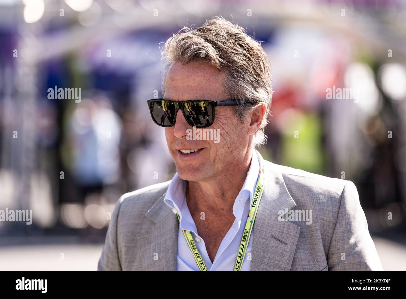Monza, Italy. , . Hugh GRANT, actor, in the F1 paddock, Parco di Monza ...