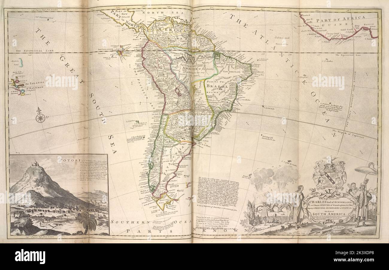 Map of South America ... Cartographic. Maps, Atlases. 1736. Lionel ...