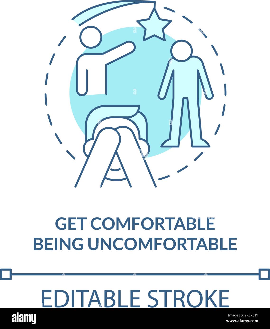 Get comfortable being uncomfortable blue concept icon Stock Vector ...
