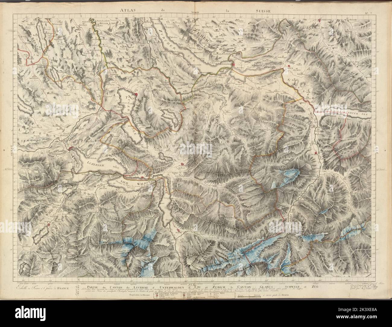 Partie du Canton de Lucerne d'Unterwalden d'Uri et Zurich le Canton ...