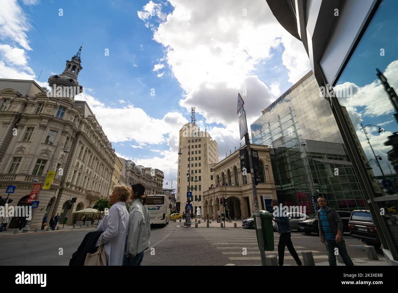Bucharest, Romania - September 22, 2022: Wide view of the beautiful Victory Avenue in Bucharest ...