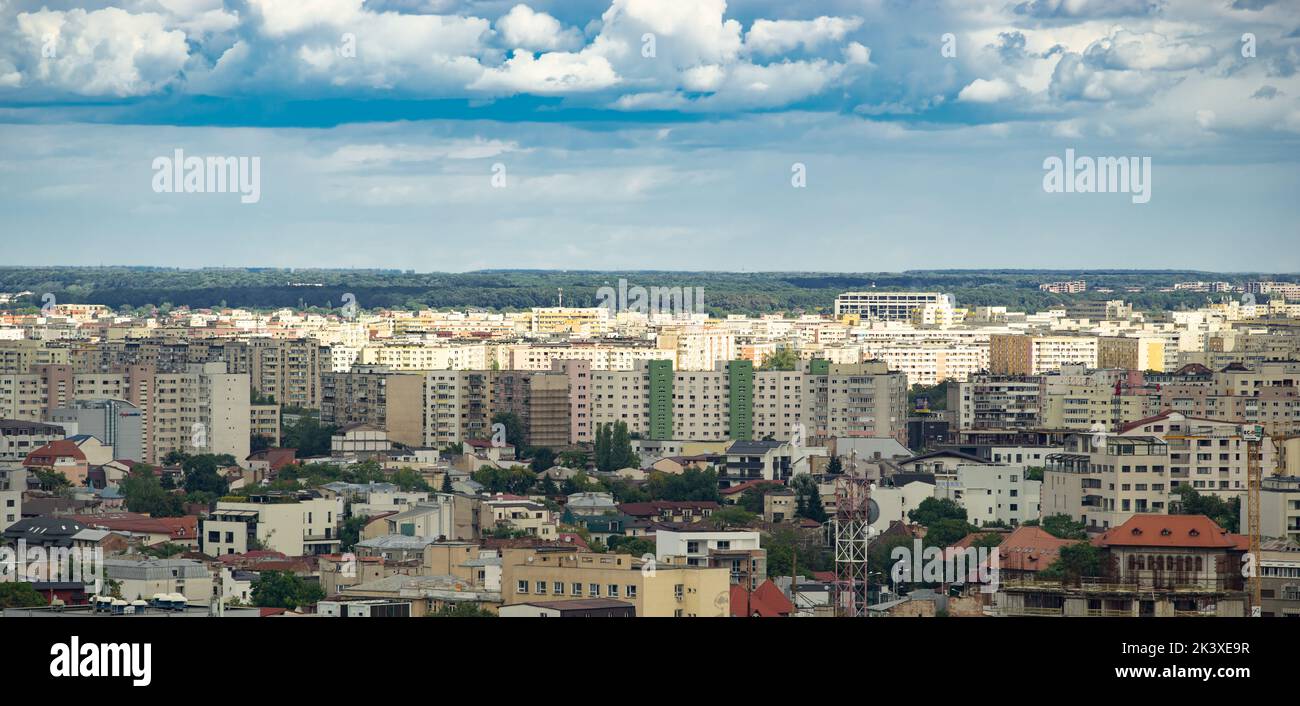 Bucharest, Romania - September 22, 2022: High view over the city with ...