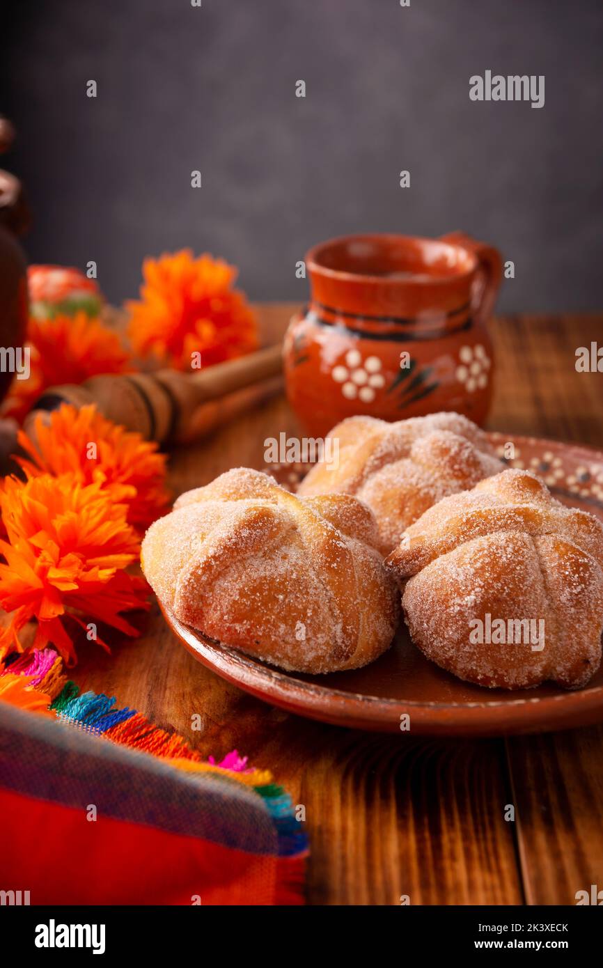 Pan de Muerto. Typical Mexican sweet bread that is consumed in the ...