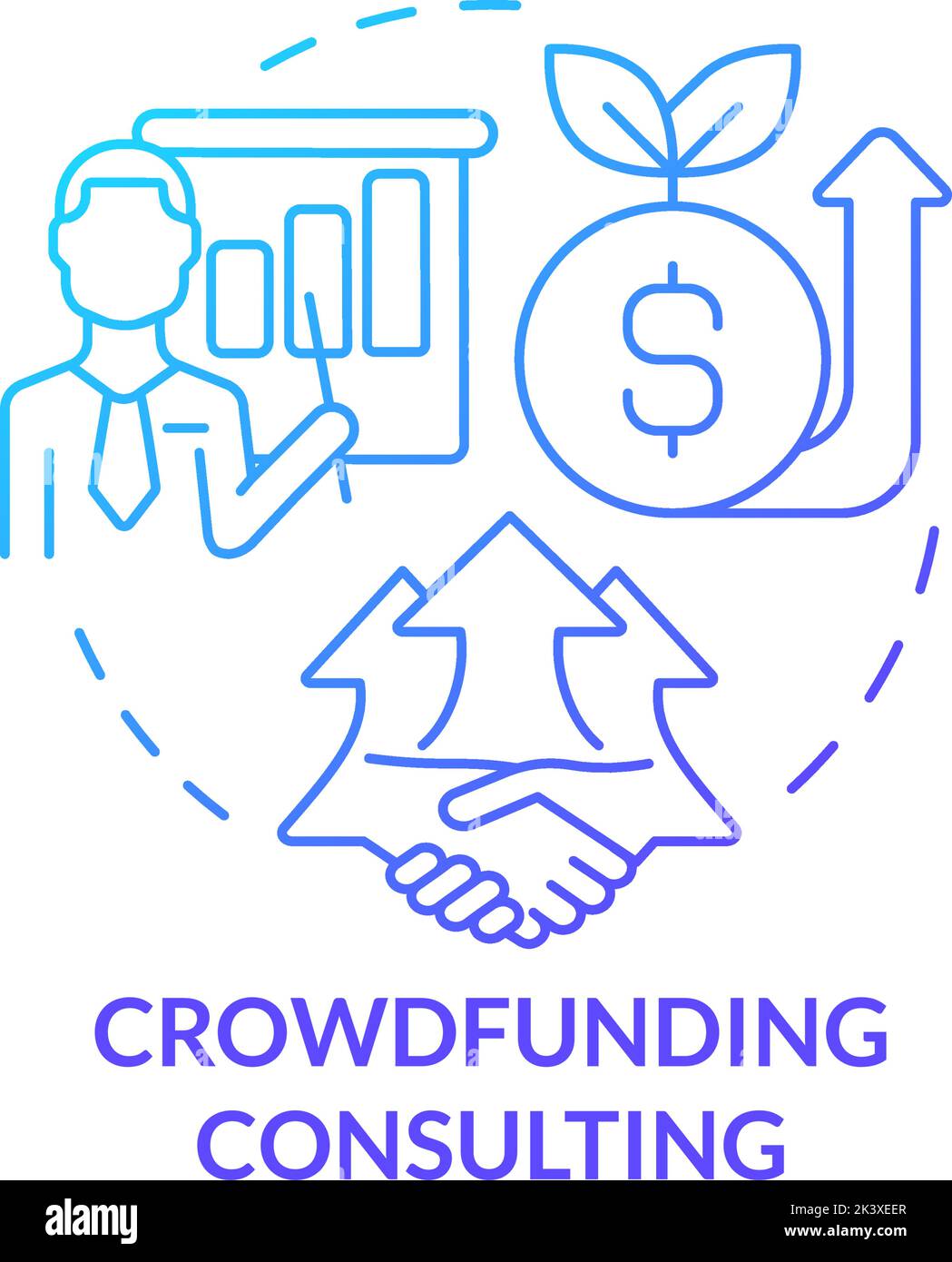 Crowdfunding consulting blue gradient concept icon Stock Vector Image ...
