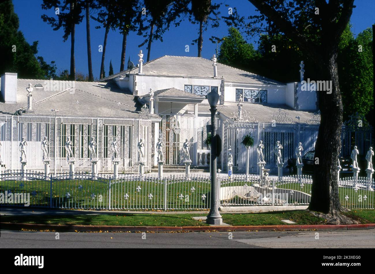 House with multiple replica David statuettes in front, Los Angeles, CA ...