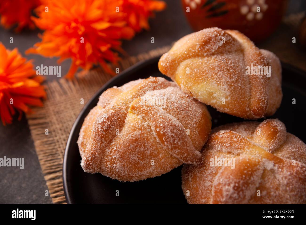 Pan de Muerto. Typical Mexican sweet bread that is consumed in the ...