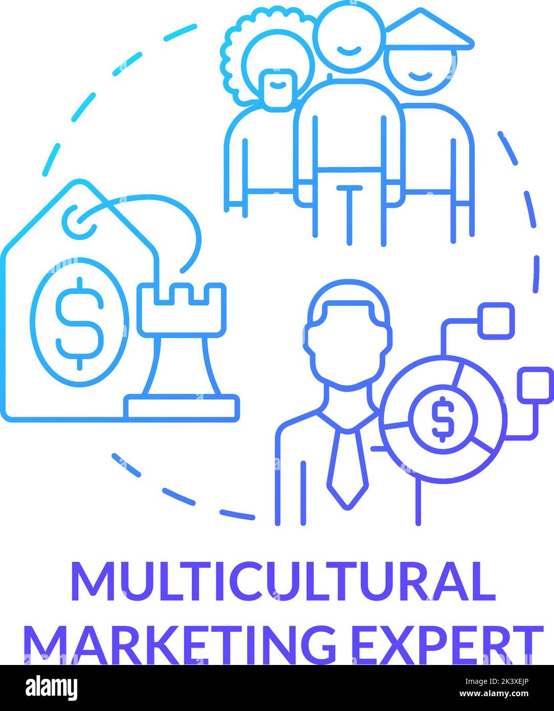 Multicultural marketing expert blue gradient concept icon Stock Vector ...