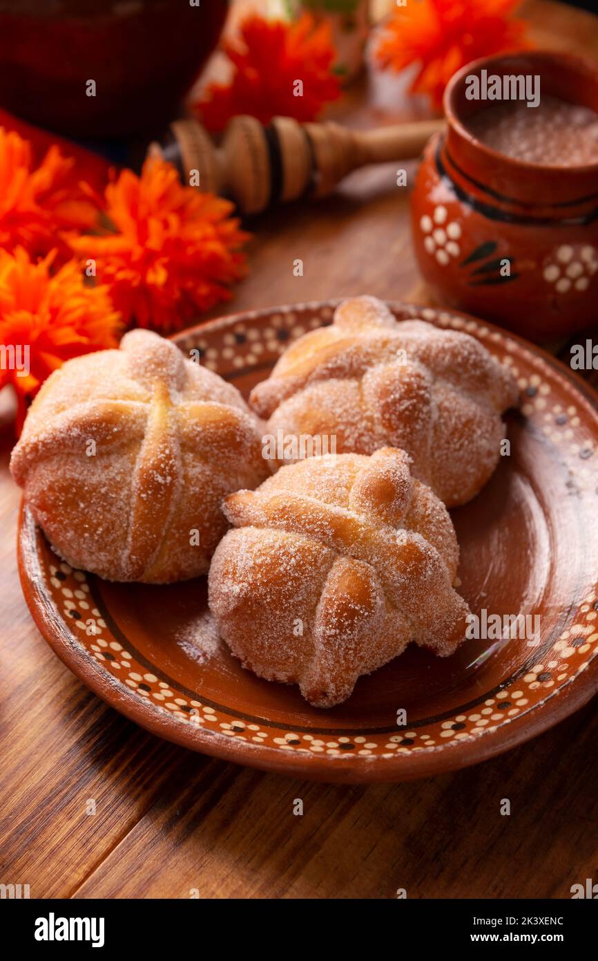 Pan de Muerto. Typical Mexican sweet bread that is consumed in the ...