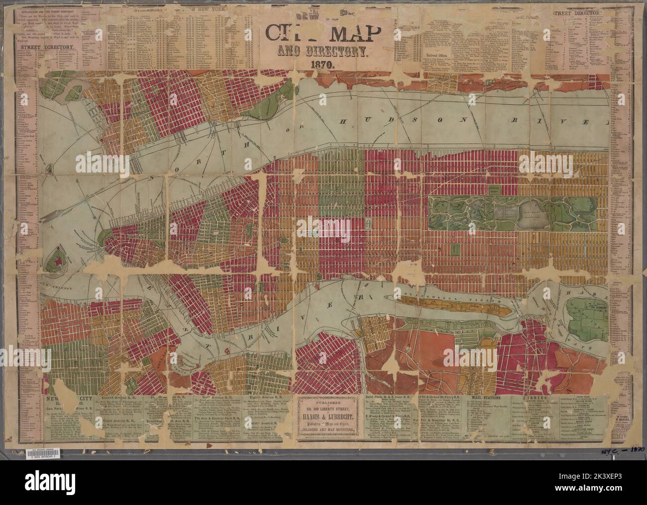 Map of new york city 1870 hi-res stock photography and images - Alamy