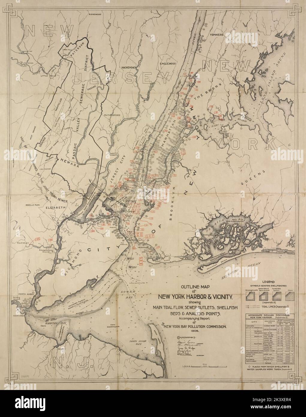 Outline map of New York Harbor & vicinity: showing main tidal flow ...