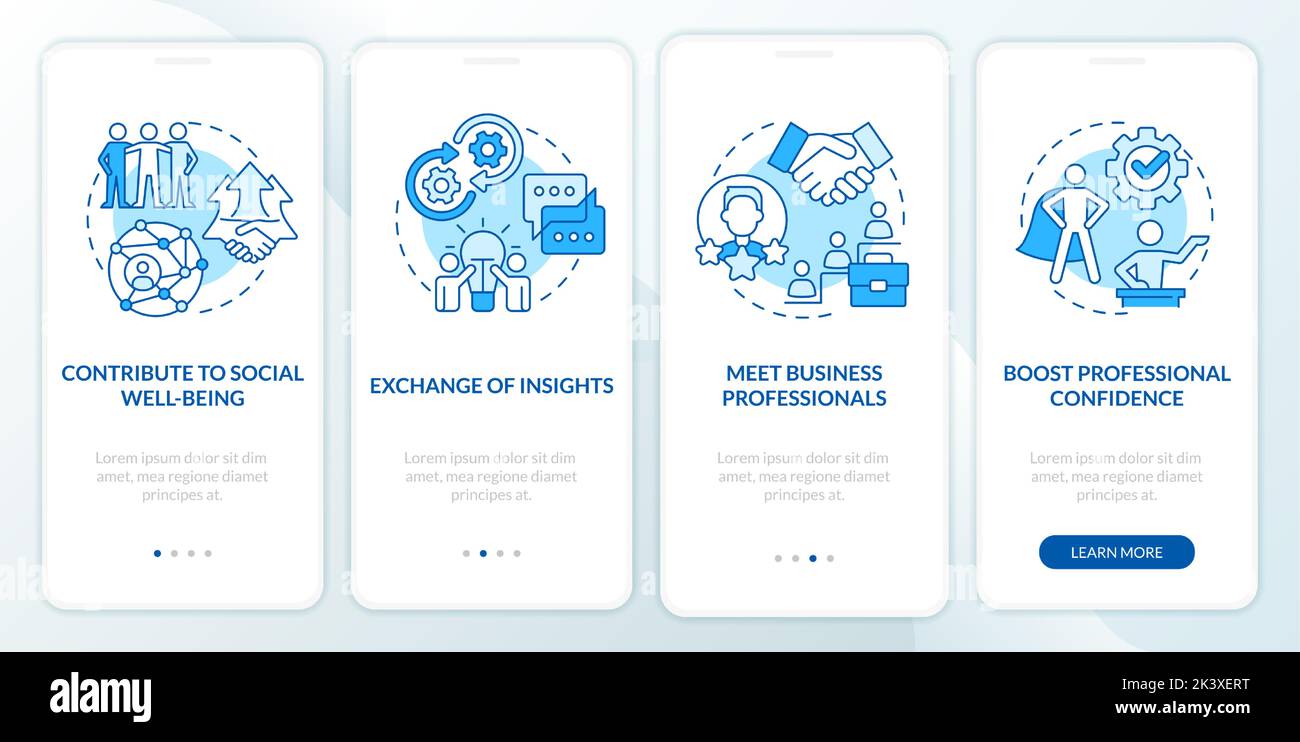 Improve professional skills blue onboarding mobile app screen Stock ...