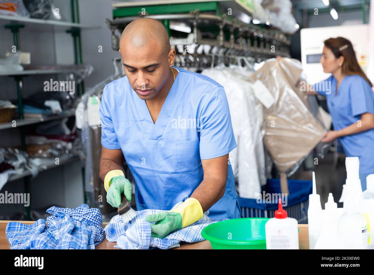 Portrait of laundry worker during daily work Stock Photo - Alamy