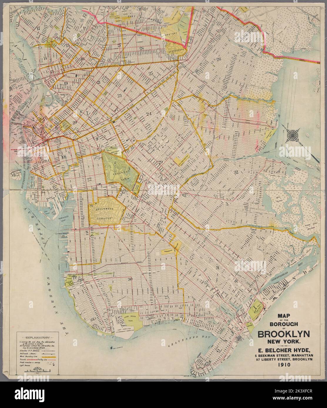 Map of the Borough of Brooklyn, New York. Cartographic. Maps. 1910 ...