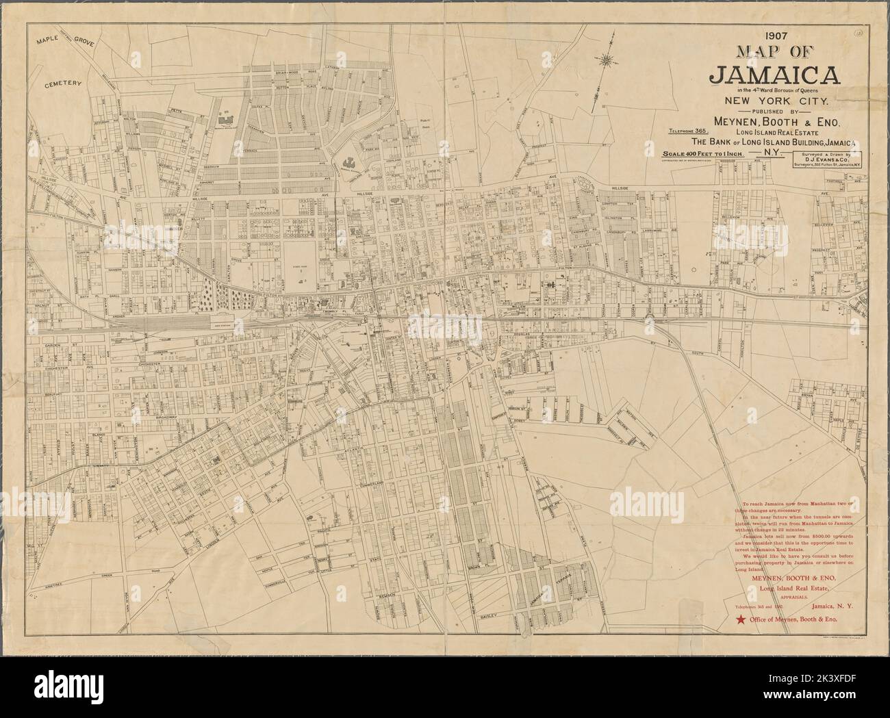 Map of Jamaica, in the 4th Ward, Borough of Queens, New York City. 1907 ...
