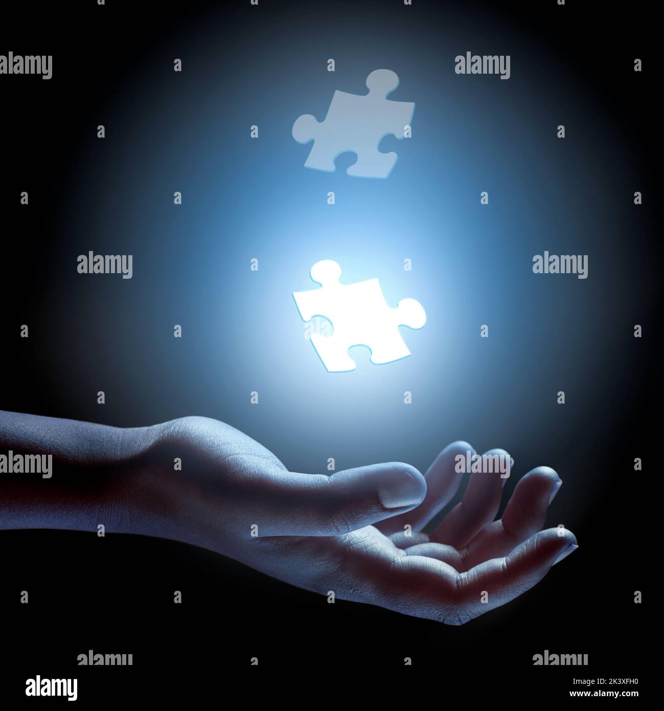 Getting the pieces together. Conceptual shot of jigsaw pieces floating ...