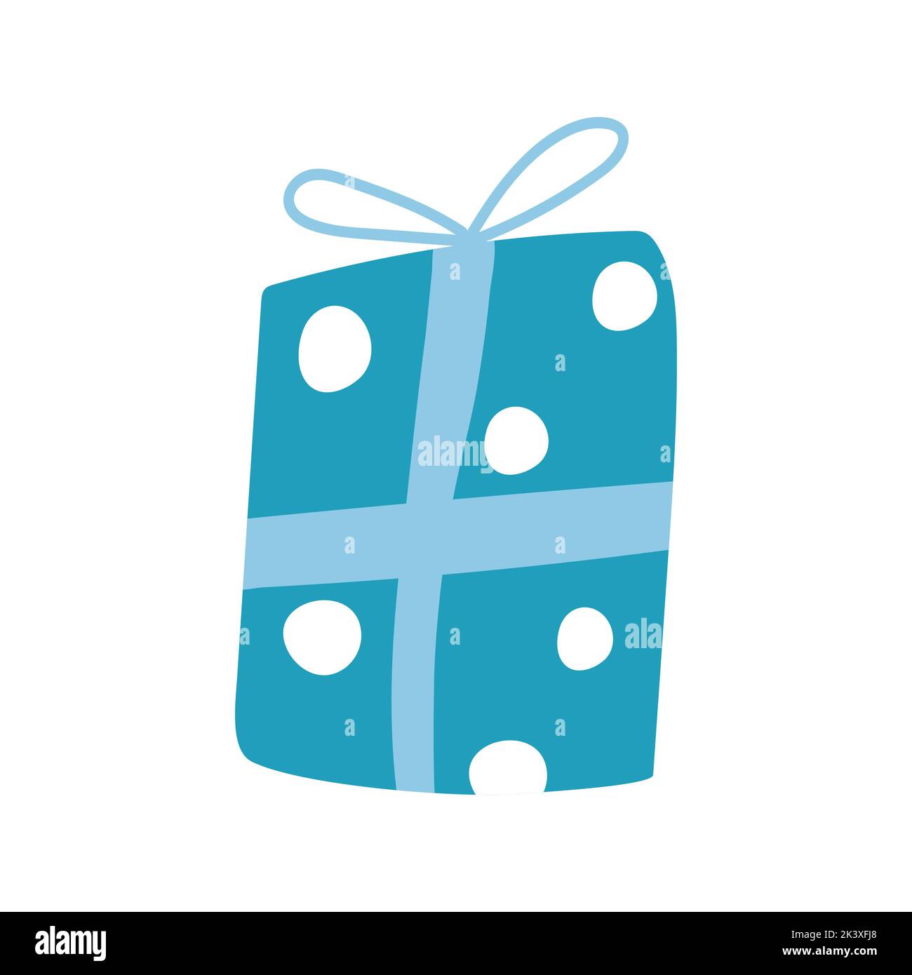 Vector illustration of blue gift box in white peas in cartoon flat ...