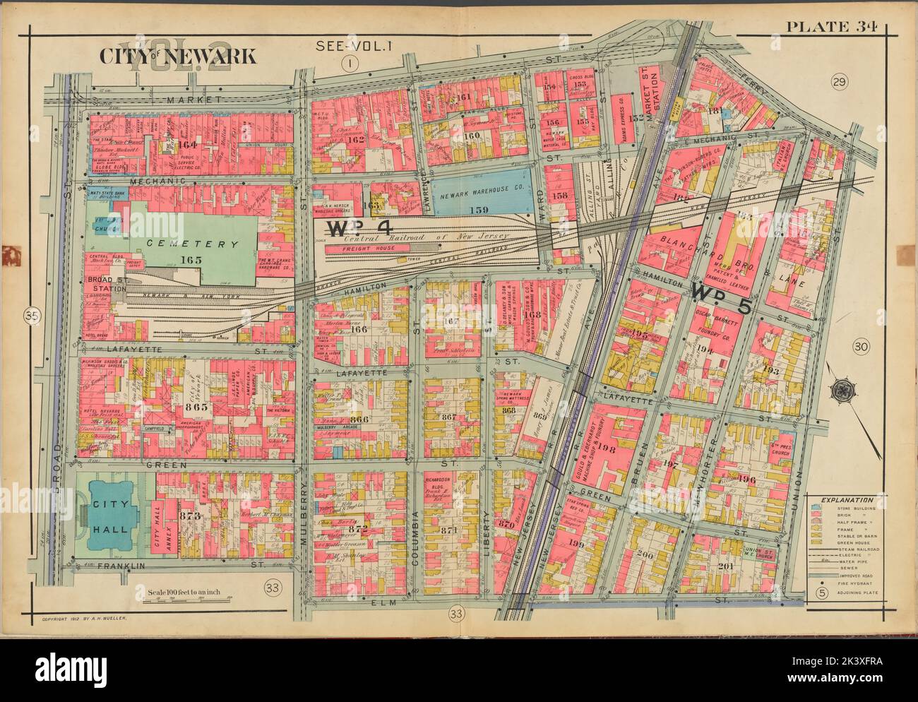 Newark, V. 2, Double Page Plate No. 34 Map bounded by Market St., Ferry ...