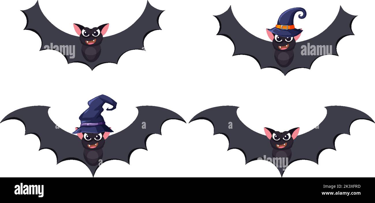 Different halloween bats set illustration Stock Vector Image & Art - Alamy