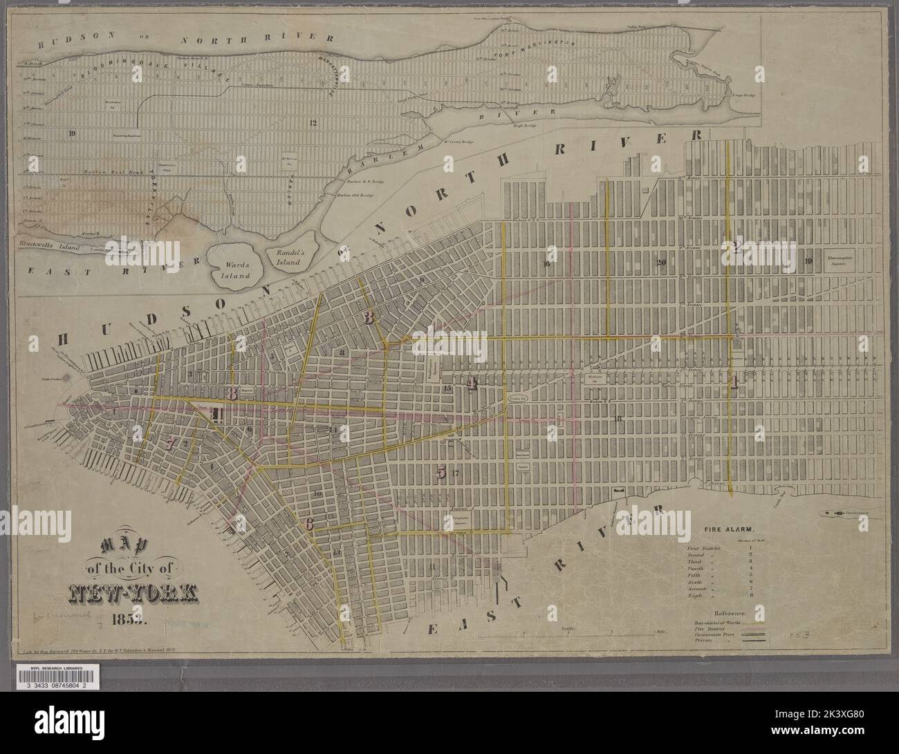Map of the City of New York. 1853. Valentine, D. T. (David Thomas ...