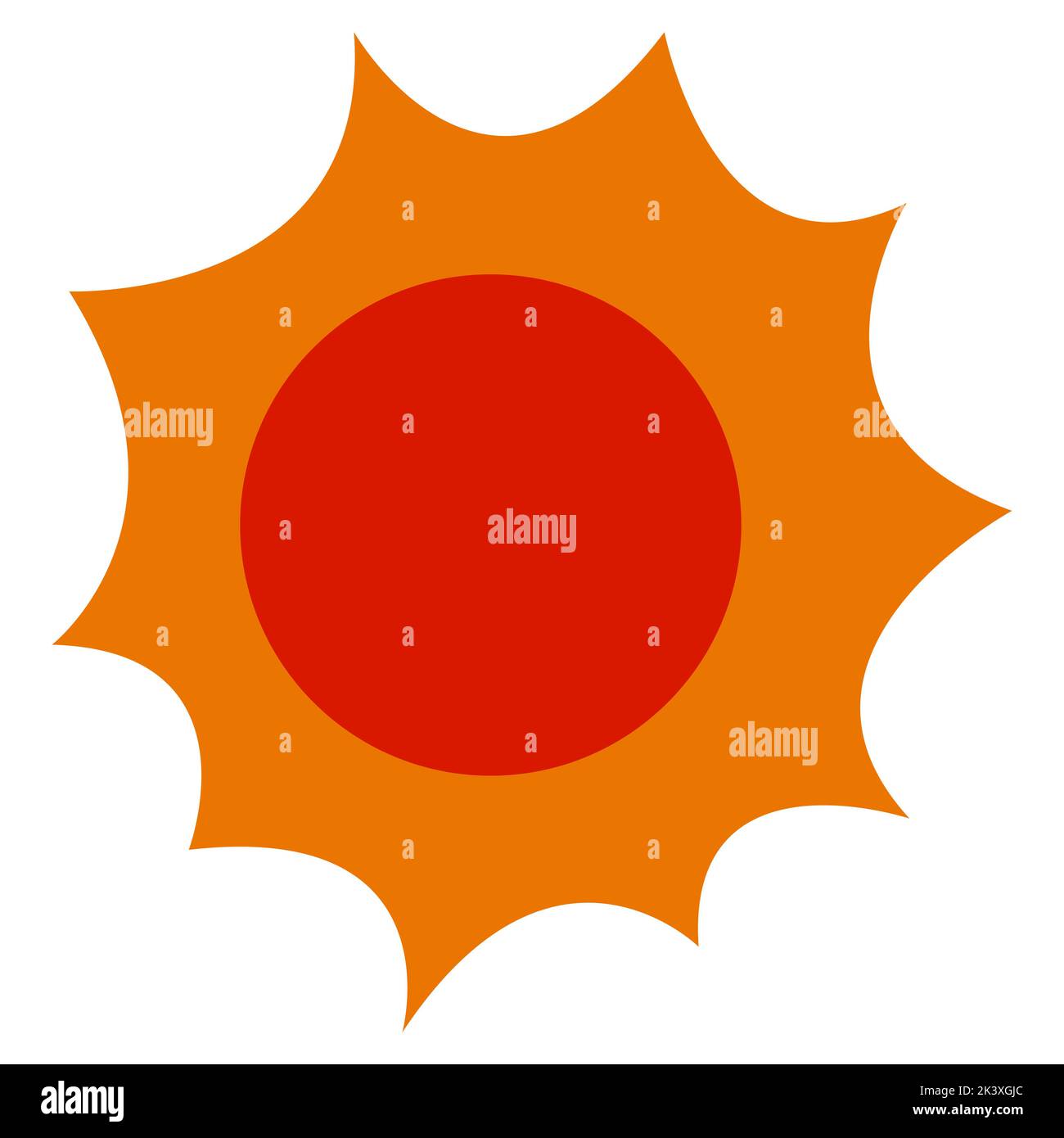 Vector flat sun icon in cartoon flat style. Sunlight symbol. Cute ...