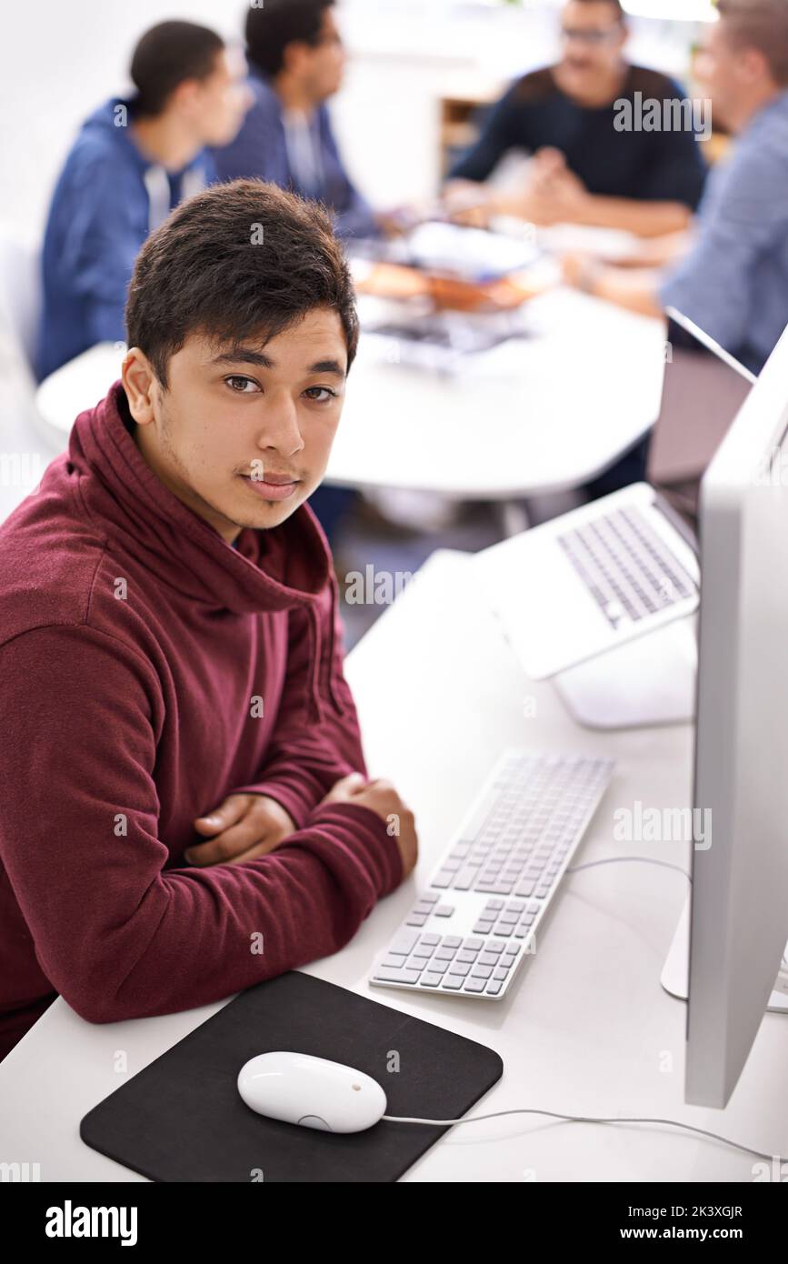 Job done and ready for the next. Portrait of a happy young man working ...
