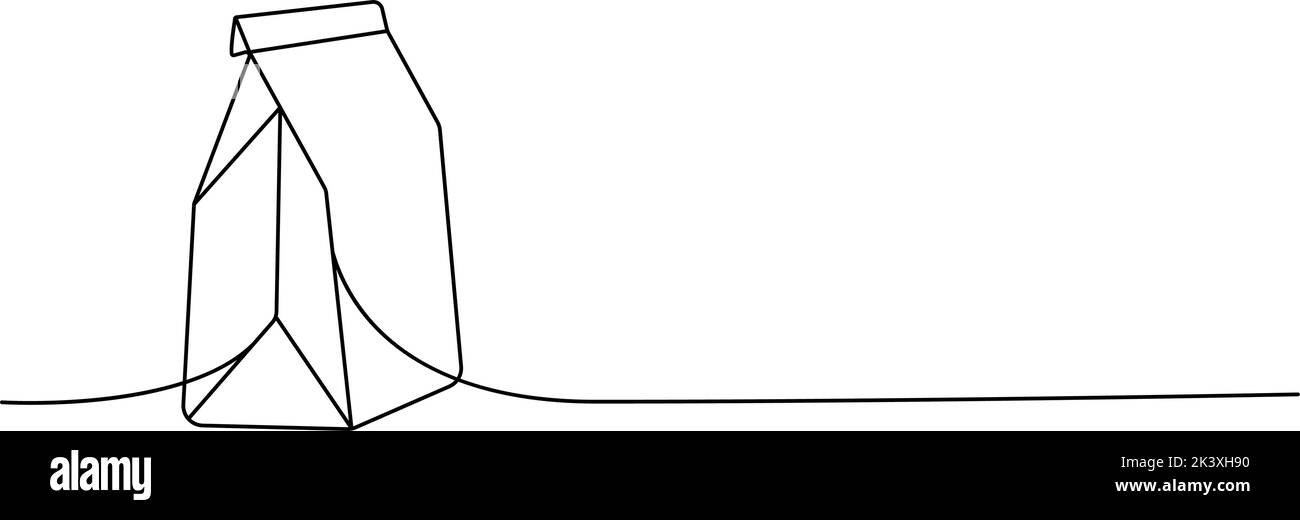 Paper bag one line continuous drawing. Empty cardboard boxes, bags for ...