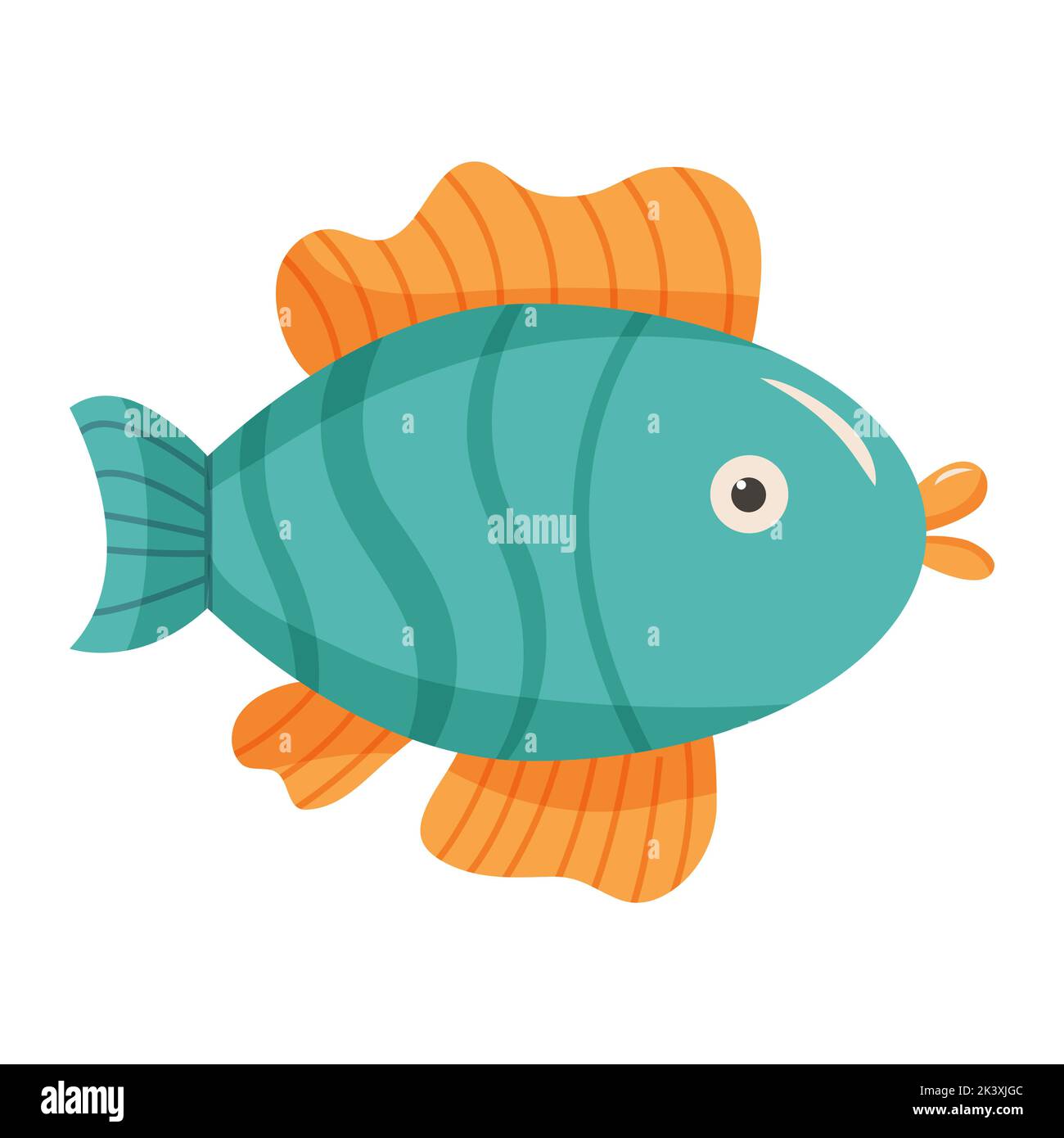 Vector illustartion of fish in cartoon flat style. Marine dwellers ...
