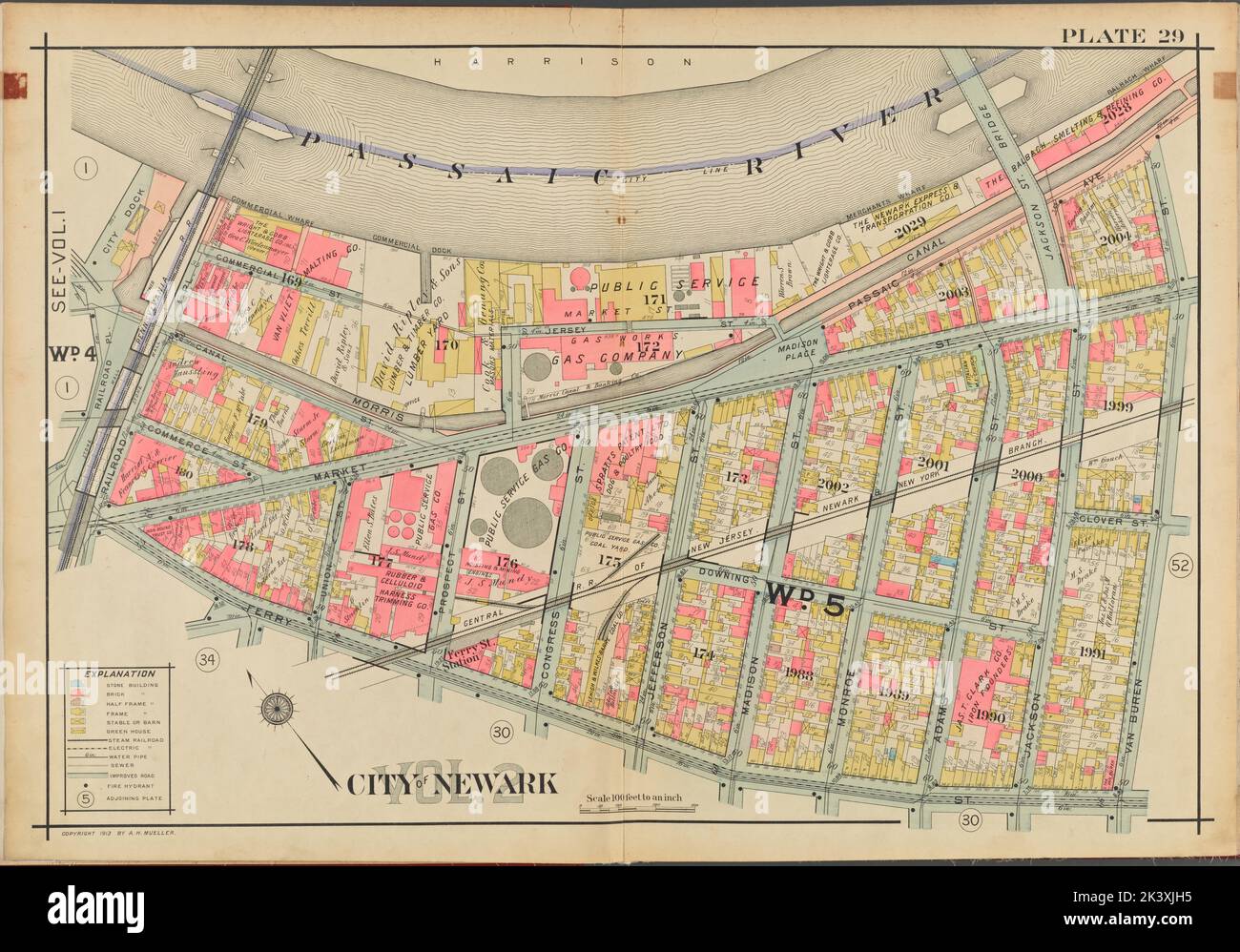 Newark, V. 2, Double Page Plate No. 29 Map bounded by Passaic River ...