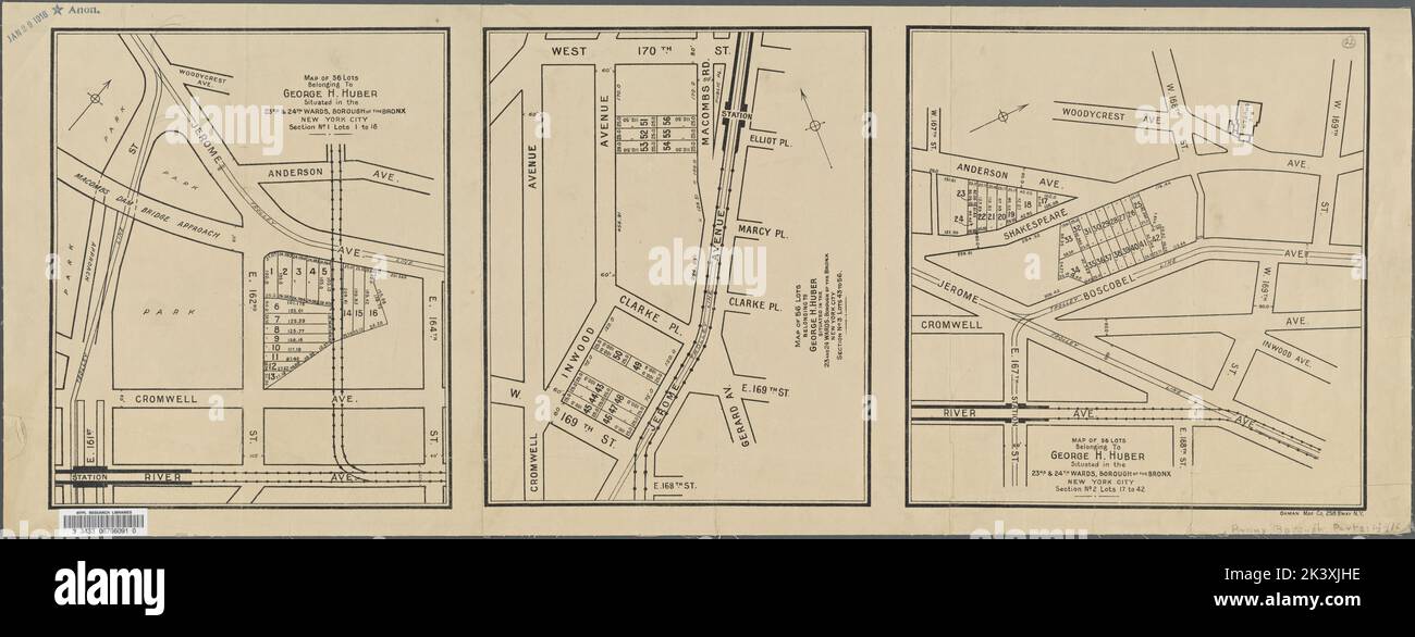 Map of 56 lots belonging to George H. Huber situated in the 23rd and ...