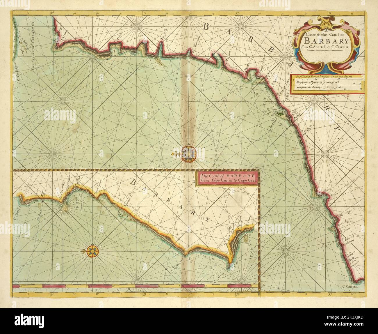 A chart of the coast of BARBARY from C. Spartell to C. Cantin 1702 ...