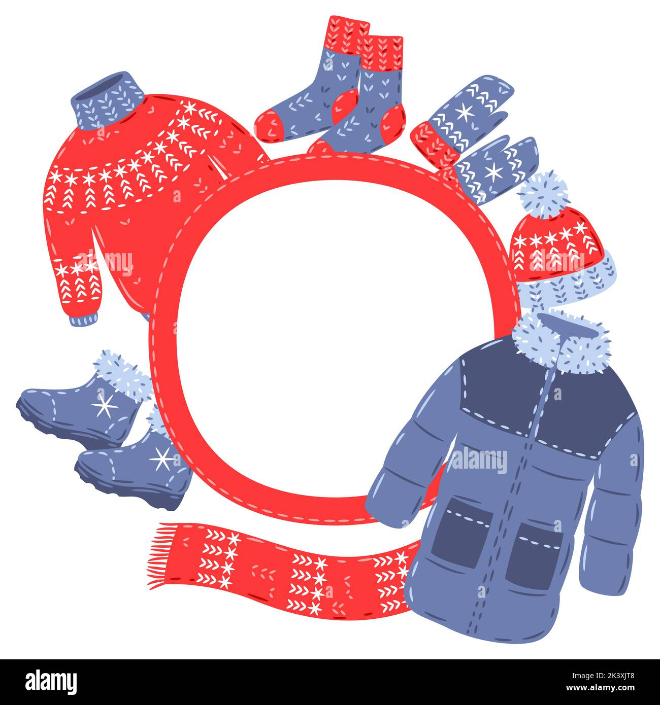 Background with warm winter clothes. Illustration for advertising and ...