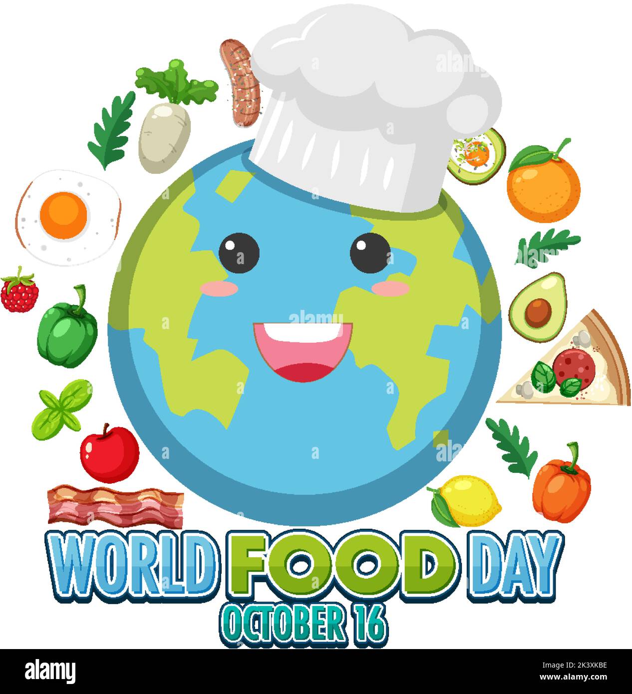 World food day text with food elements illustration Stock Vector Image ...