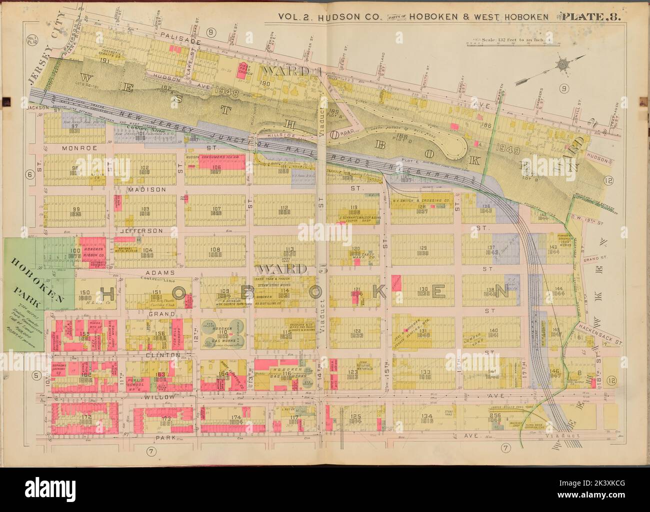 Hudson County, V. 2, Double Page Plate No. 8 Map bounded by Palisade ...
