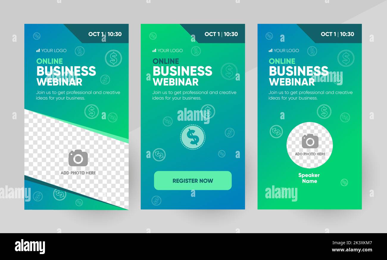 Business webinar social media story layout template. Background and ...
