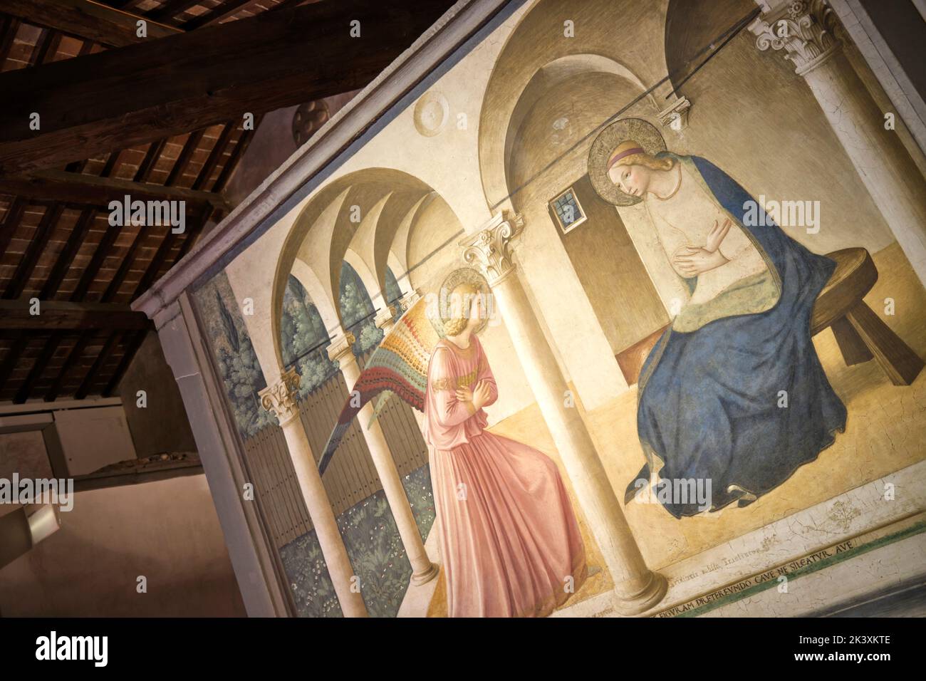 The Annunciation by Fra Angelico in the north corridor of the Museum of San Marco in Florence ...