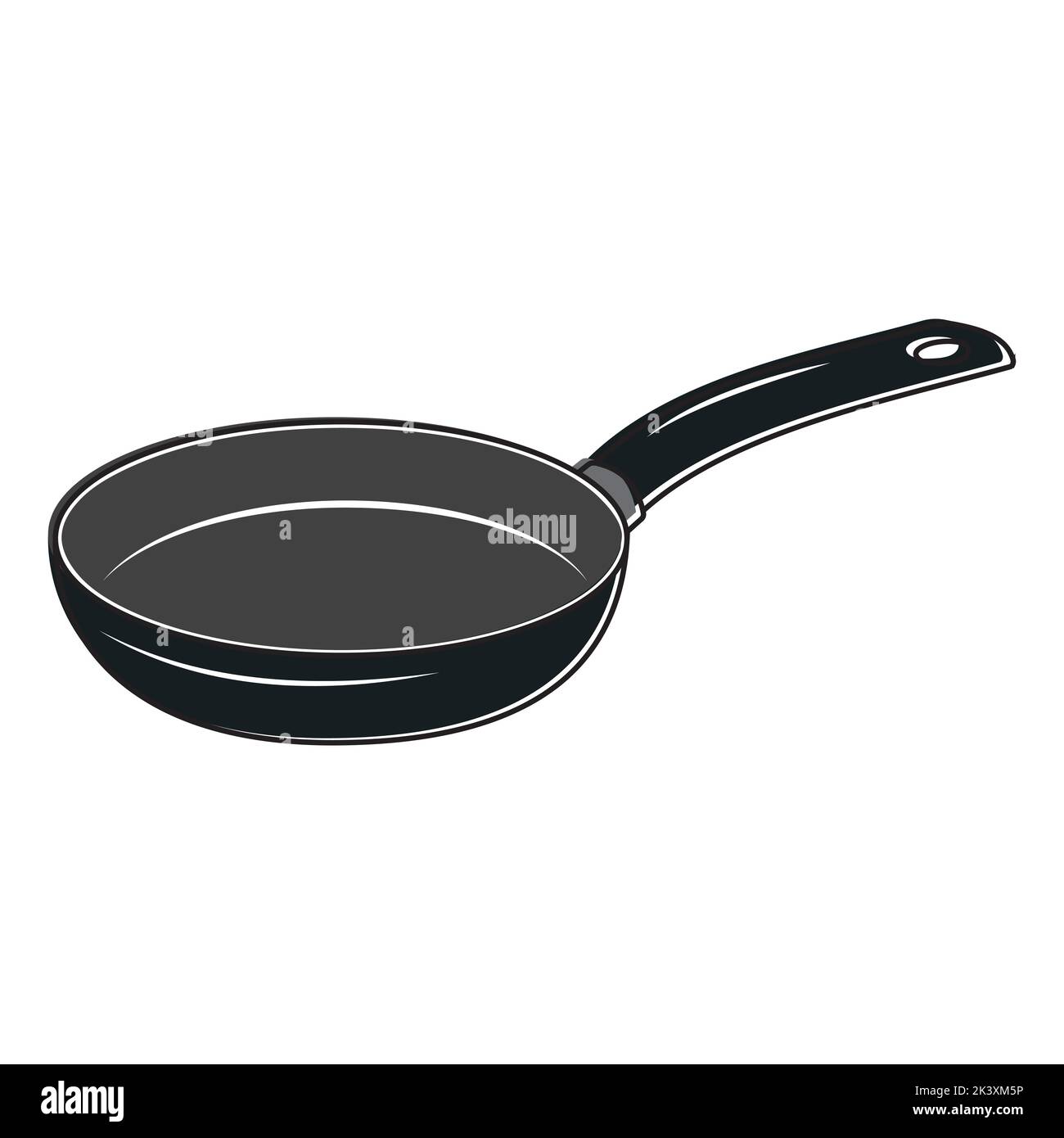 Black insulated frying pan with handle, color vector illustration Stock ...