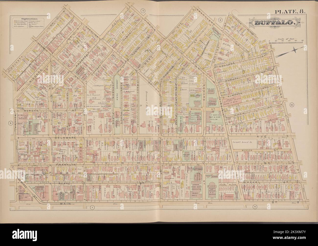 Buffalo, Double Page Plate No. 8 Map bounded by Allen St., Main St ...