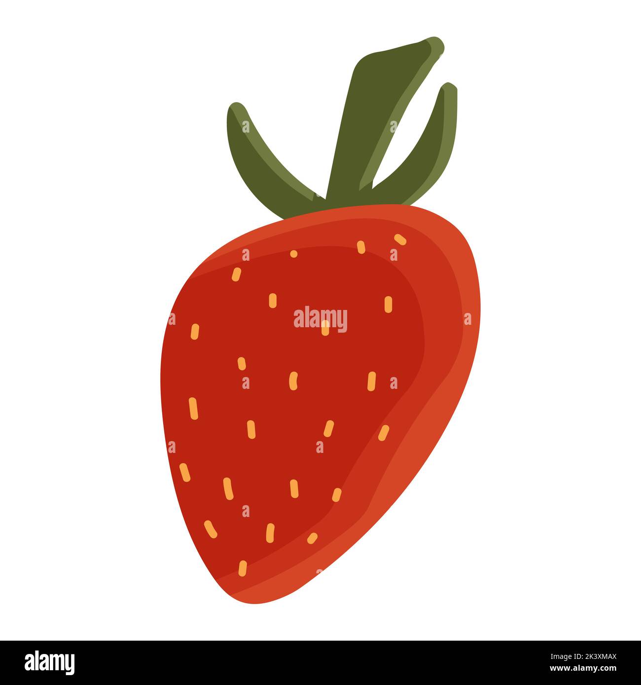 Vector illustration of ripe strawberry in cartoon flat retro style ...