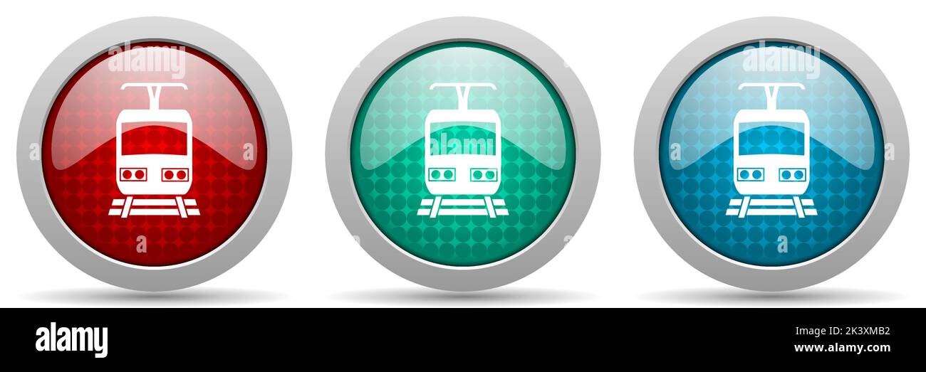 Train vector icon set, glossy web buttons collection Stock Vector Image ...