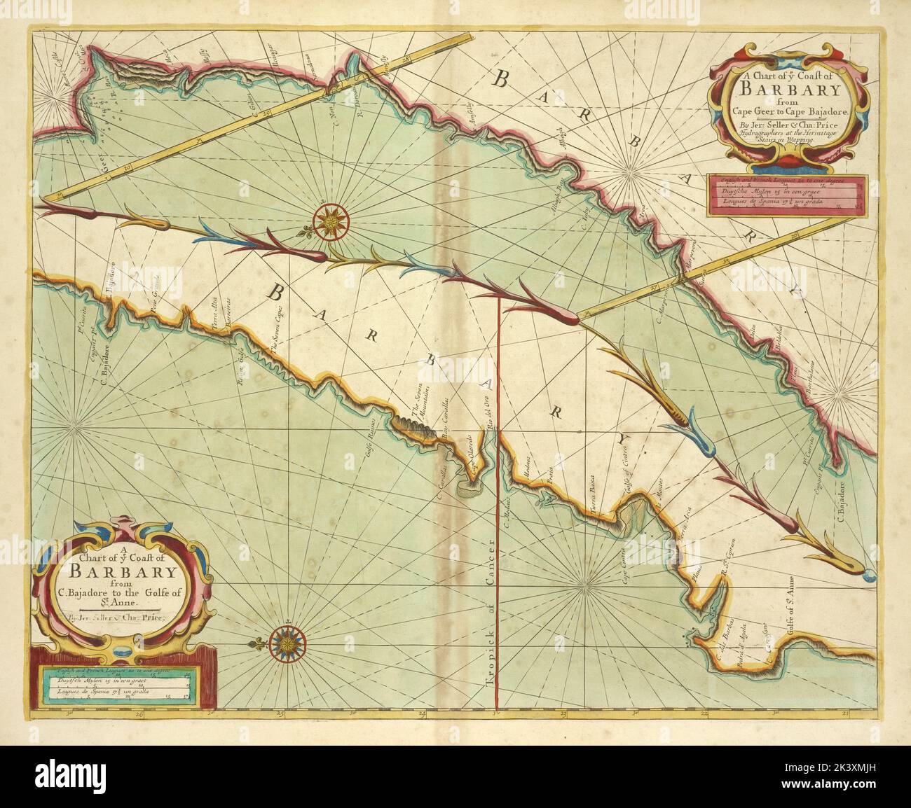 A chart of coast of BARBARY from C. Bajadore to the Golfe of St. Anne ...