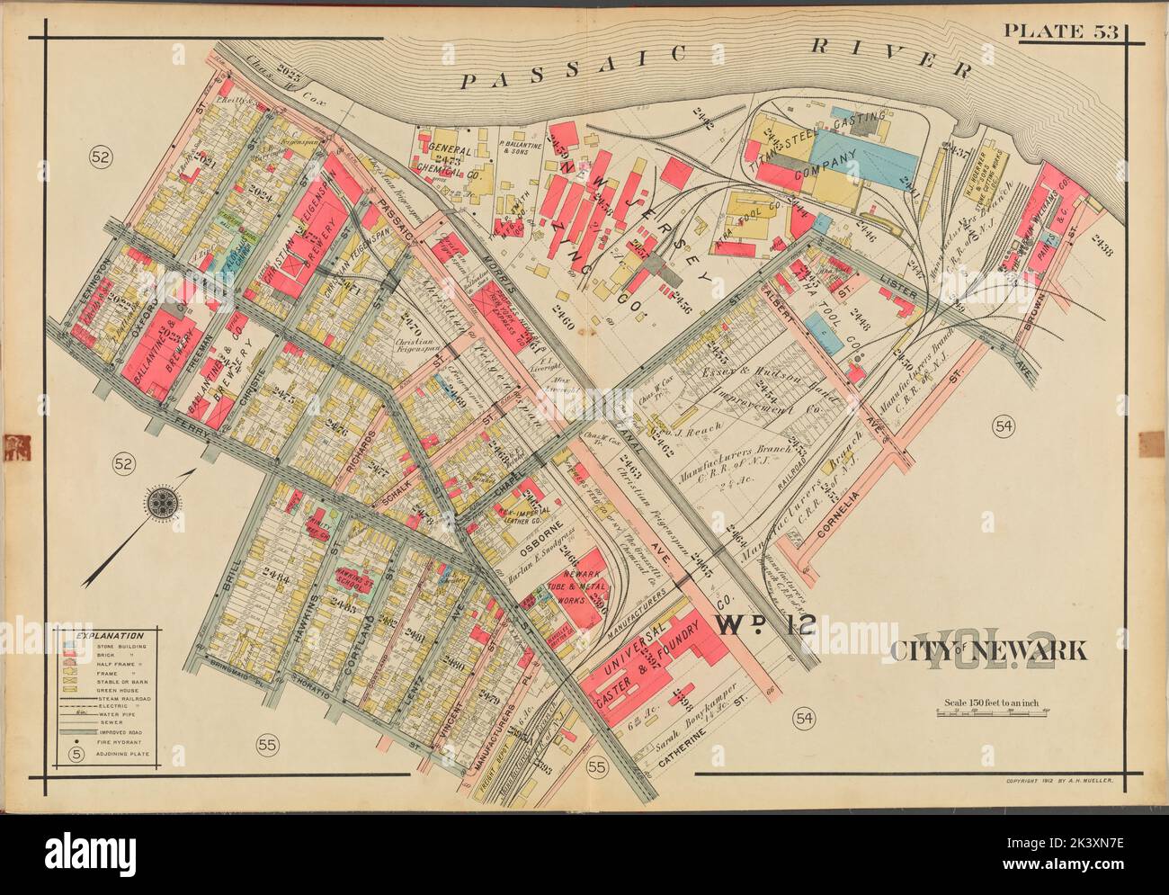 Newark, V. 2, Double Page Plate No. 53 Map bounded by Passaic River ...