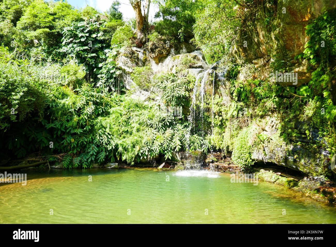 A waterfall in a clearing in a valley Stock Photo - Alamy